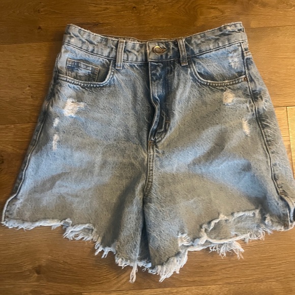 Zara | Shorts | Zara Light Blue Distressed Jean Shorts | Poshmark